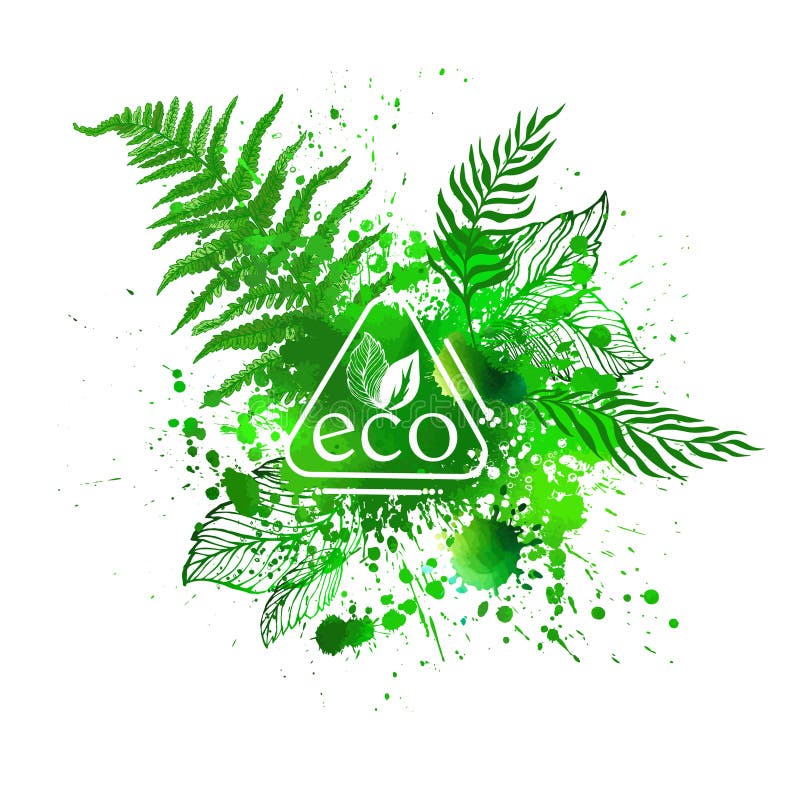 Flying Green Leaves Effect . Green Abstraction Ecology Stock Vector ...