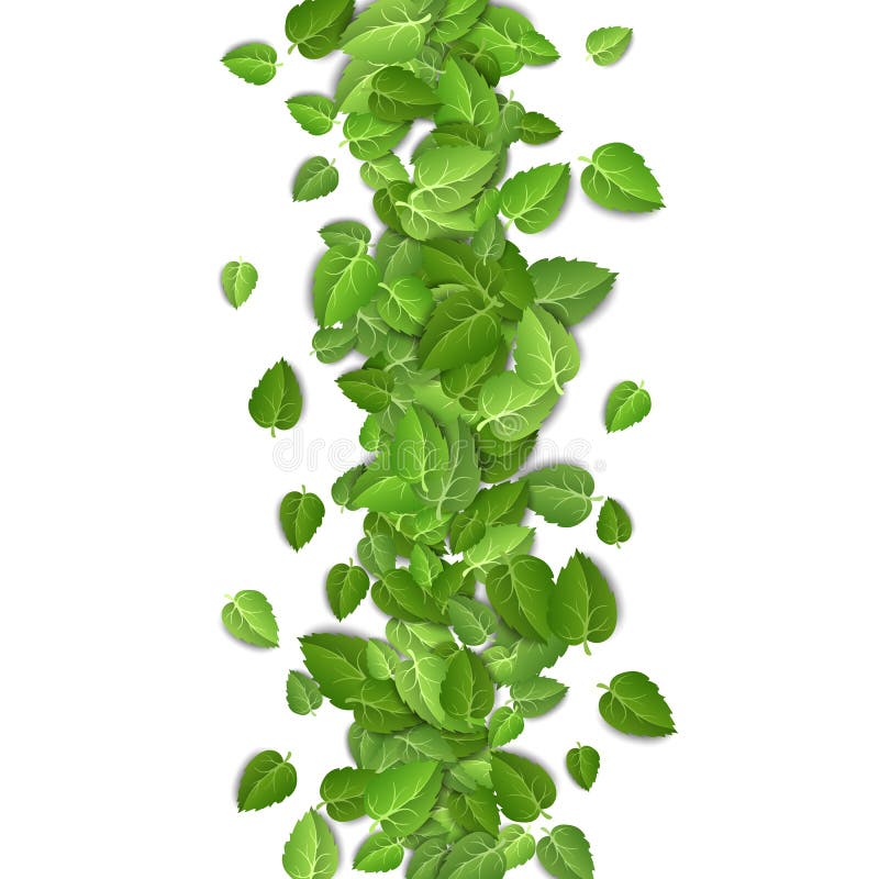Flying Green Leaves on White Background. Spring Leaf Pattern on ...