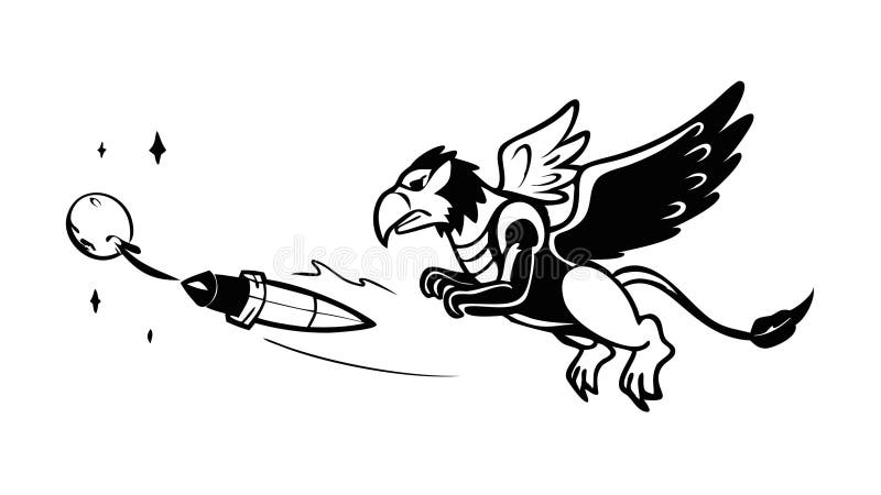 Flying Griffin Spellcaster Vector Illustration, Magic Attack, Vector ...