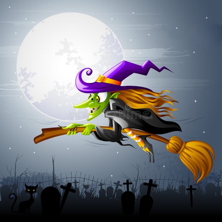Flying Halloween Witch stock vector. Illustration of hair - 26862241