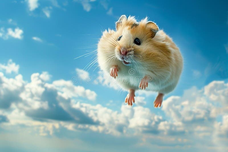 Flying hamster in the sky stock illustration. Illustration of lover ...