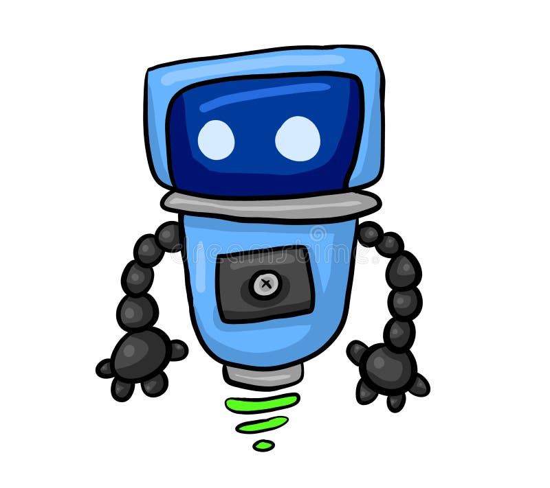 Flying Happy Blue Robot stock illustration. Illustration of fiction ...