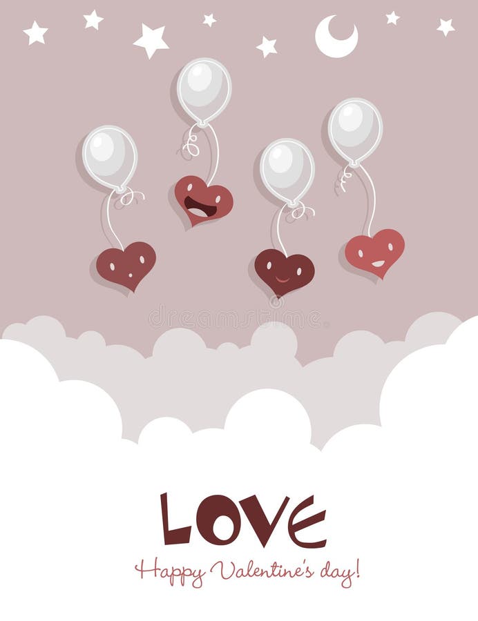 Flying Happy Smiling Hearts Stock Vector - Illustration of happy ...