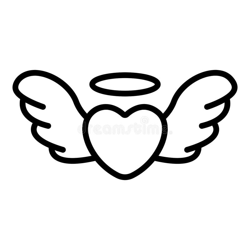 Flying Hart, Wings, Angle Simple Line Stock Illustration - Illustration ...