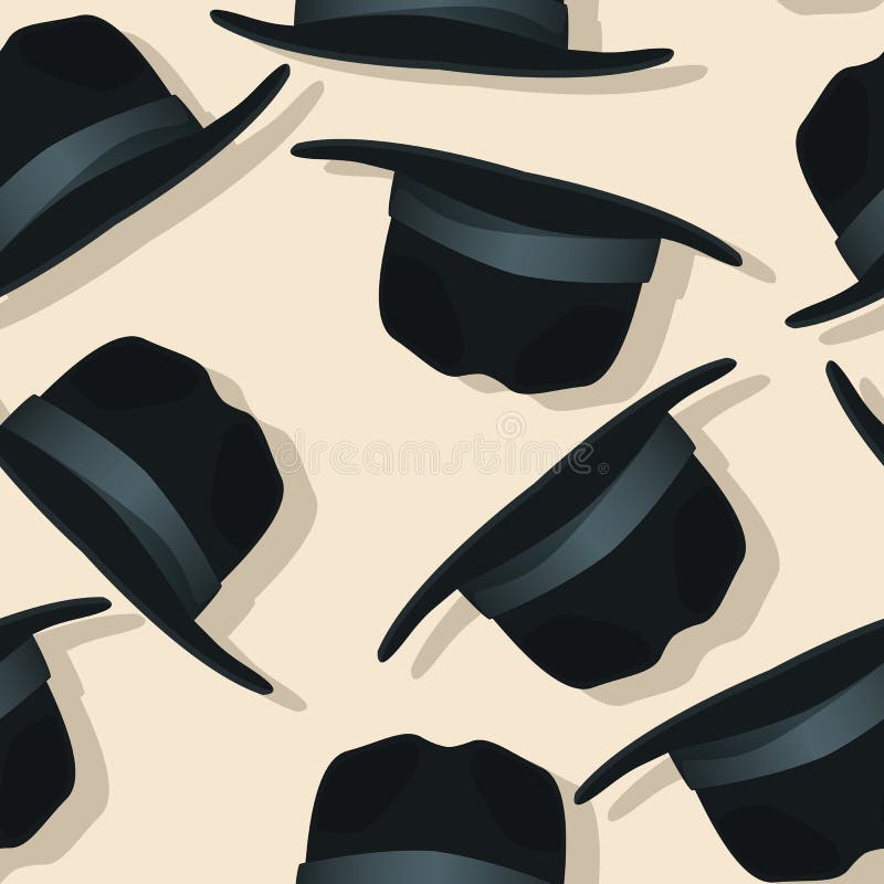 Flying hats pattern stock illustration. Illustration of detective ...