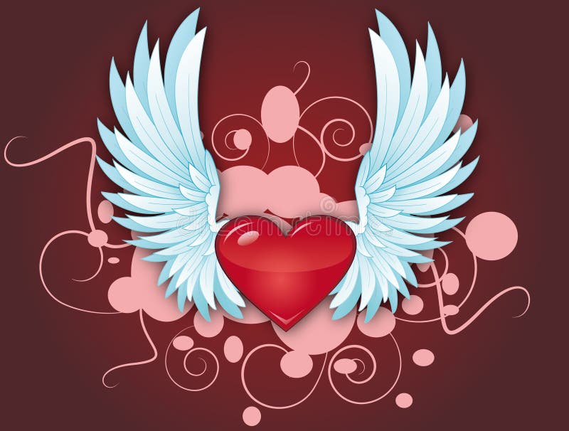 Flying Heart with Crown Jewels Illustration Stock Vector - Illustration ...