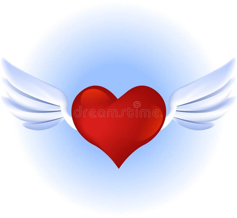 Flying Heart with Wings stock vector. Illustration of grunge - 5059643