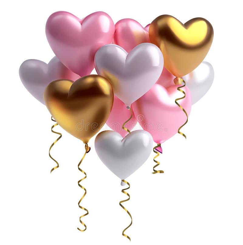 Flying Heart Balloons stock illustration. Illustration of celebration ...