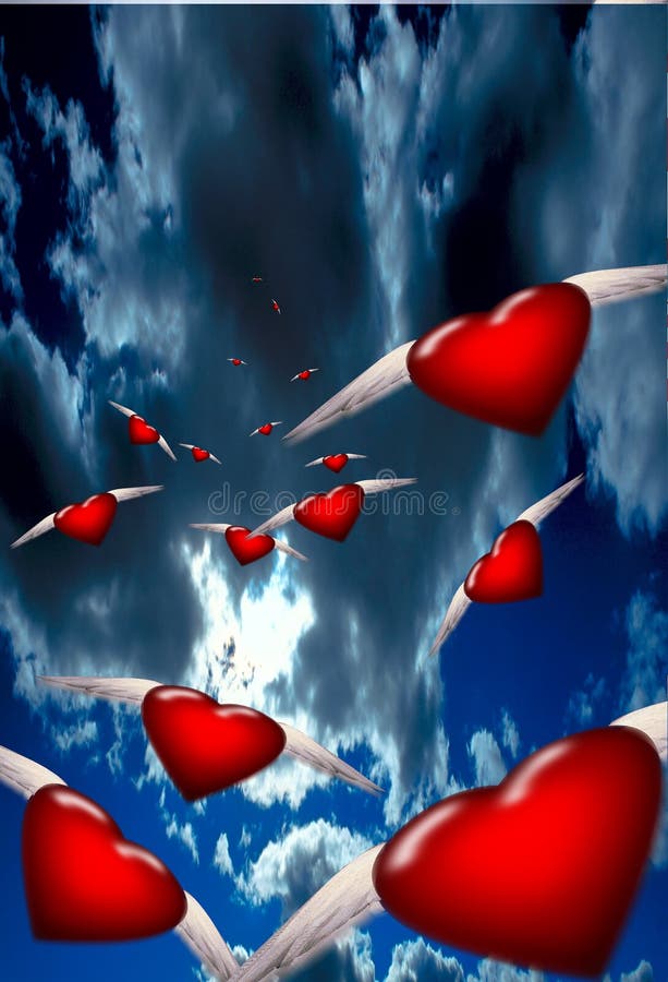 Flying Hearts stock illustration. Illustration of human - 676894