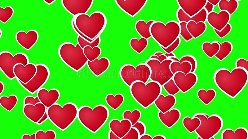 Flying Hearts Animation on Green Screen. 4K Hearts 2D Animation Stock ...