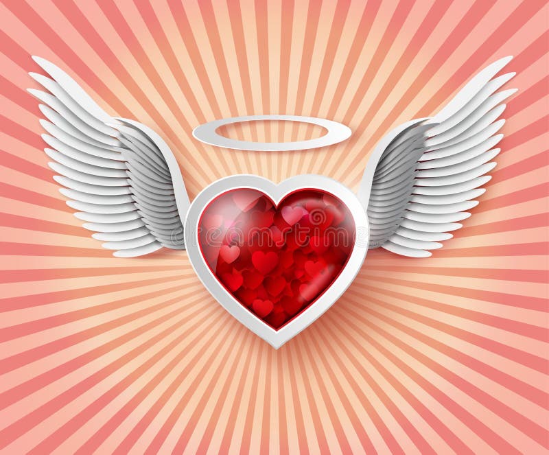 Flying hearts with wings. stock vector. Illustration of symbol - 48959725