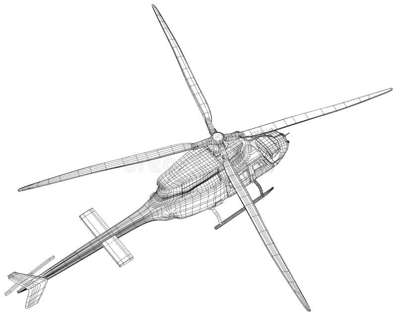 Flying Helicopter. EPS10 Format. Wire-frame Vector Created of 3d Stock ...