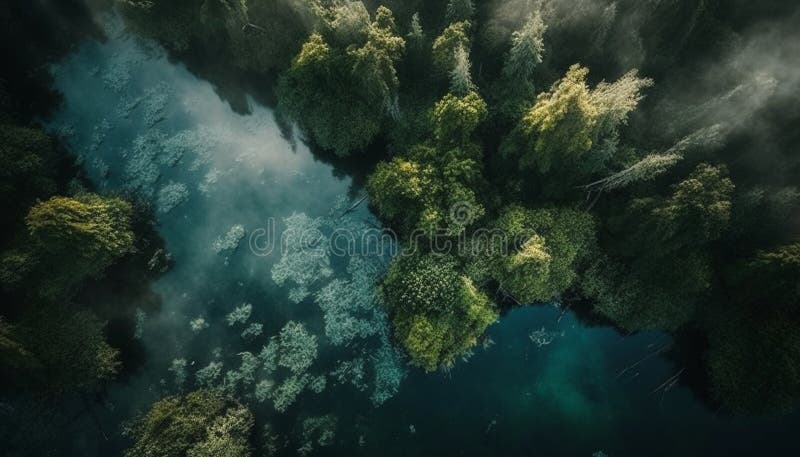 Flying High Above, a Tropical Seascape Scene Generated by AI Stock ...