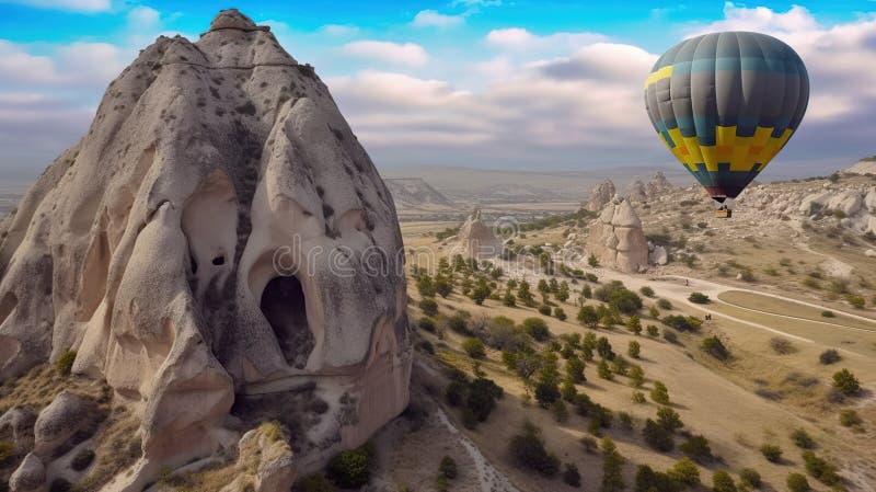 Flying High in Full Color Air Balloon. AI Generated Stock Illustration ...