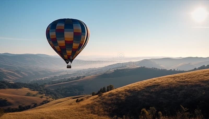 Flying High in a Hot Air Balloon, Exploring Nature Beauty Generated by ...