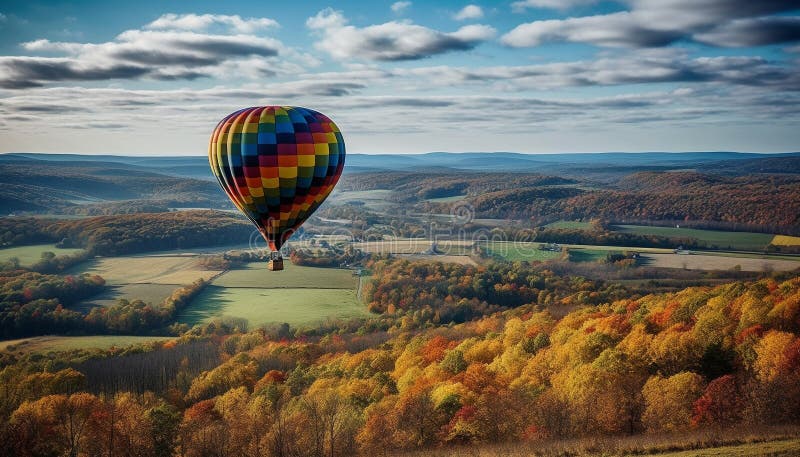 Flying High in Multi Colored Hot Air Balloon Generated by AI Stock ...