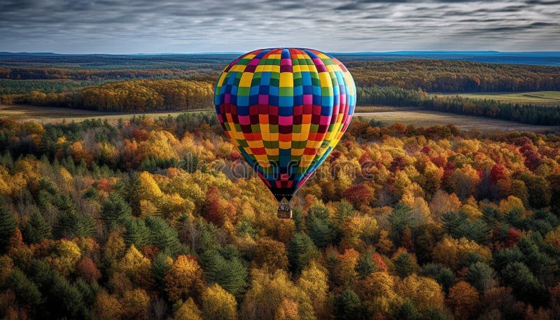 Flying High in Vibrant Hot Air Balloon Generated by AI Stock Photo ...
