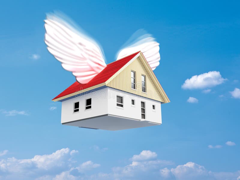 Flying house stock illustration. Illustration of home - 16931382