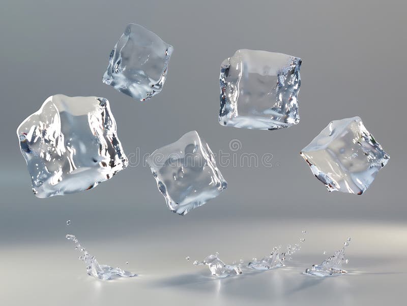 Flying Ice Cubes in High Resolution Stock Illustration - Illustration ...