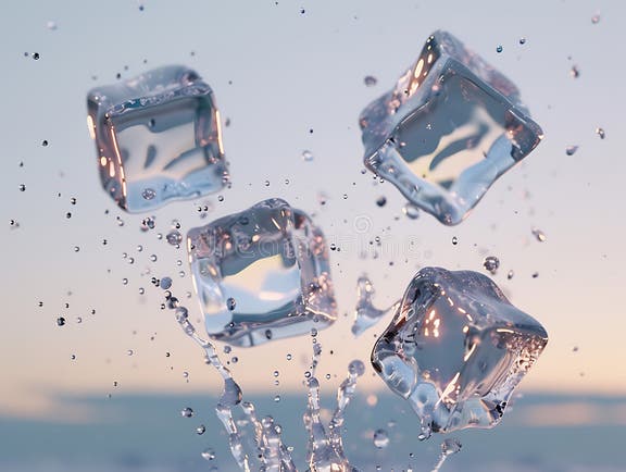 Flying Ice Cubes in High Resolution Stock Illustration - Illustration ...