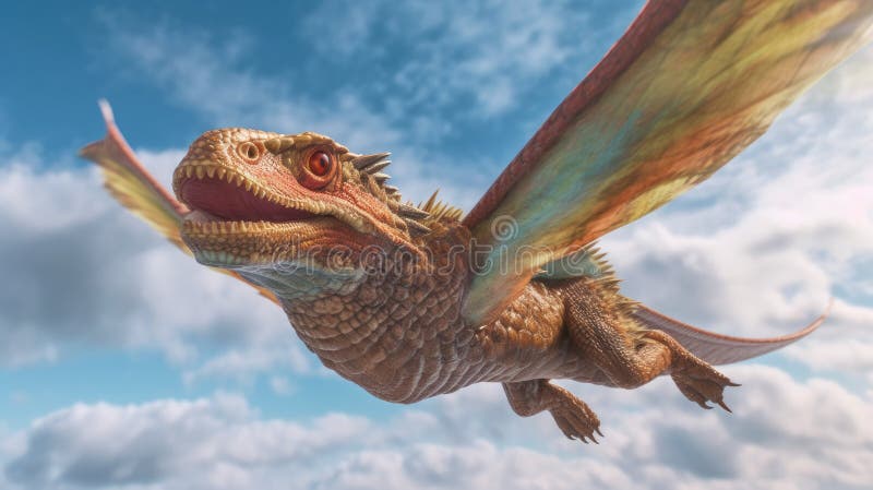 Flying Imaginative Creature or Dinosaur Fly. Generative AI Stock ...