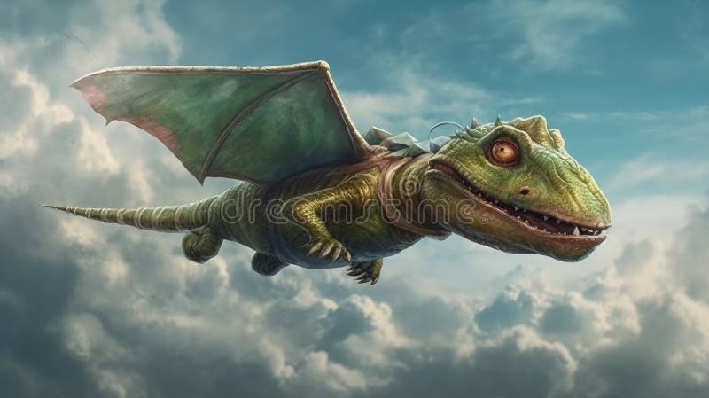 Flying Imaginative Creature or Dinosaur Fly. Generative AI Stock ...
