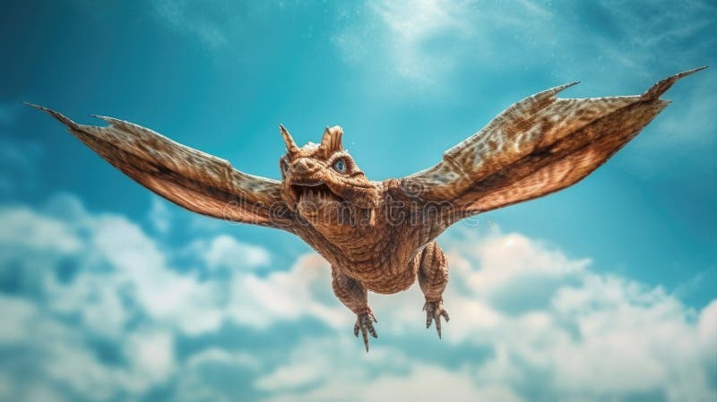 Flying Imaginative Creature or Dinosaur Fly. Generative AI Stock ...