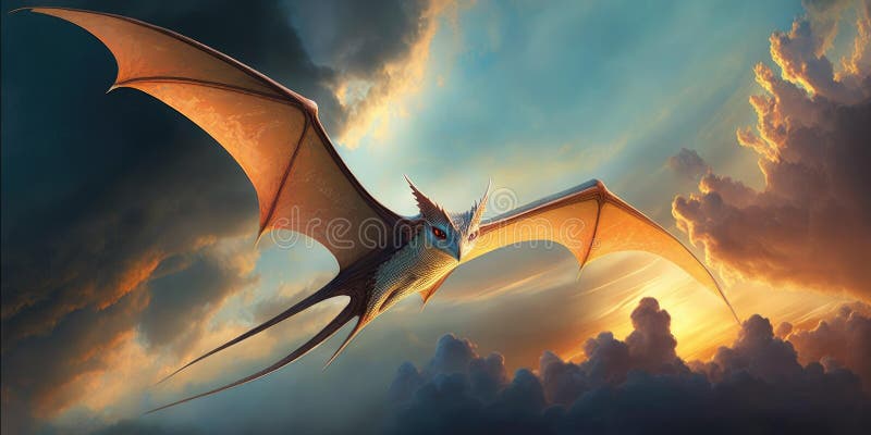 Flying Imaginative Creature or Dinosaur Fly in the Sky. Stock ...