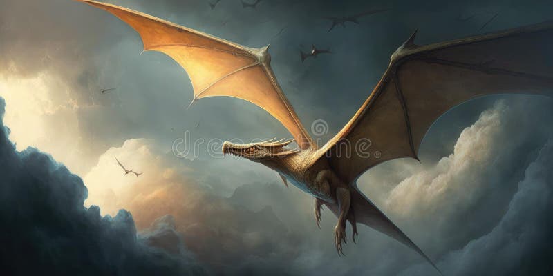 Flying Imaginative Creature or Dinosaur Fly in the Sky. Stock ...