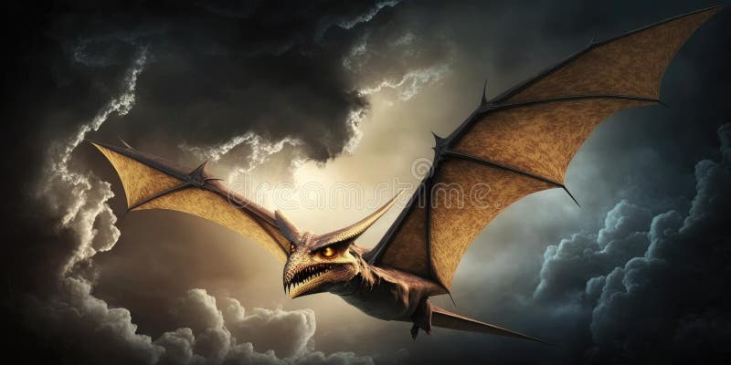 Flying Imaginative Creature or Dinosaur Fly in the Sky. Stock ...