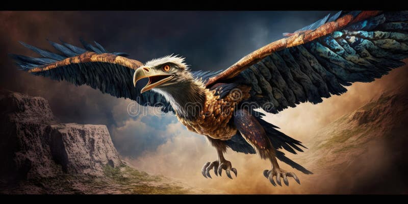 Flying Imaginative Creature or Dinosaur Fly in the Sky. Stock ...