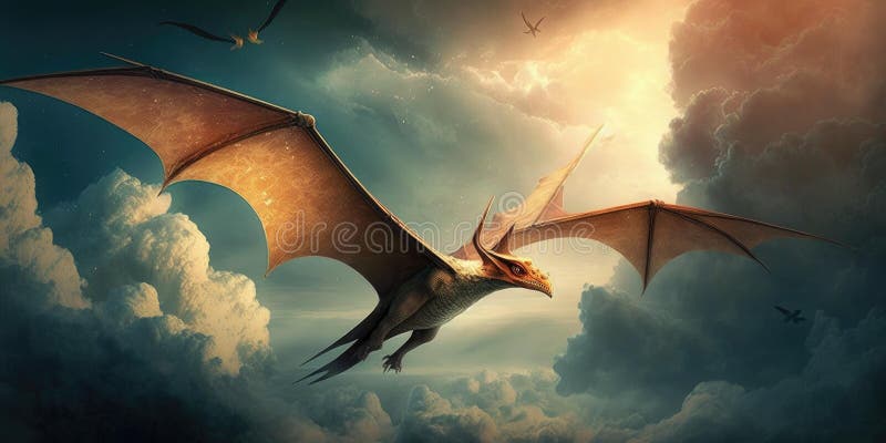 Flying Imaginative Creature or Dinosaur Fly in the Sky. Stock ...