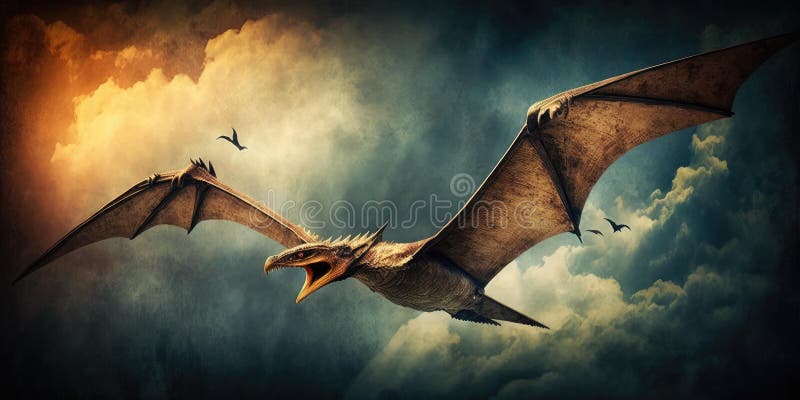 Flying Imaginative Creature or Dinosaur Fly in the Sky. Stock ...