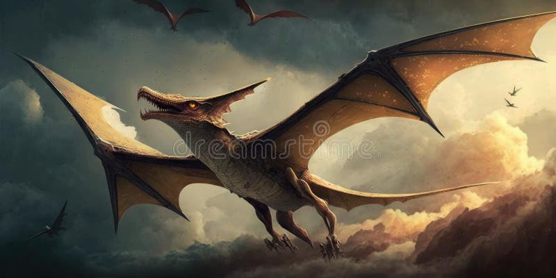 Flying Imaginative Creature or Dinosaur Fly in the Sky. Stock ...