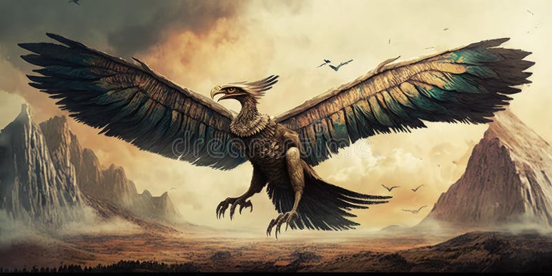 Flying Imaginative Creature or Dinosaur Fly in the Sky. Stock ...