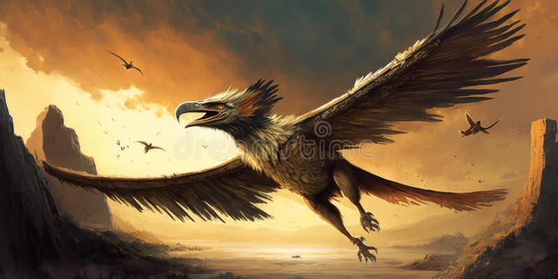 Flying Imaginative Creature or Dinosaur Fly in the Sky. Stock ...