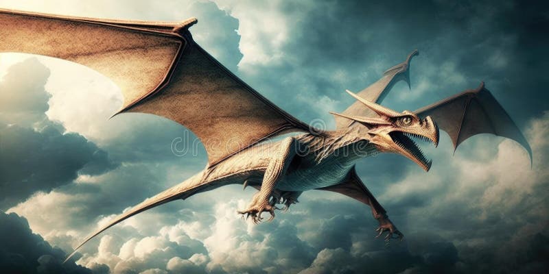 Flying Imaginative Creature or Dinosaur Fly in the Sky. Stock ...