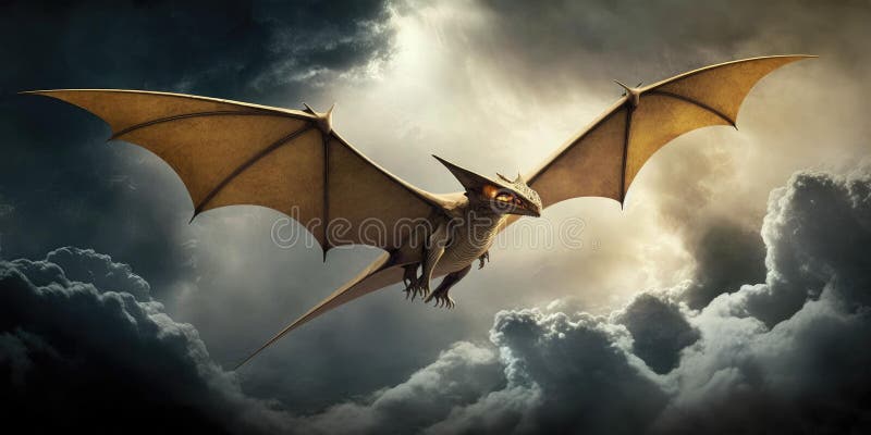 Flying Imaginative Creature or Dinosaur Fly in the Sky. Stock ...