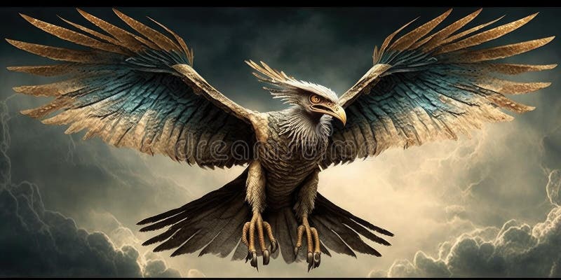 Flying Imaginative Creature or Dinosaur Fly in the Sky. Stock ...