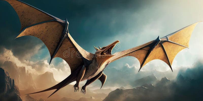 Flying Imaginative Creature or Dinosaur Fly in the Sky. Stock ...