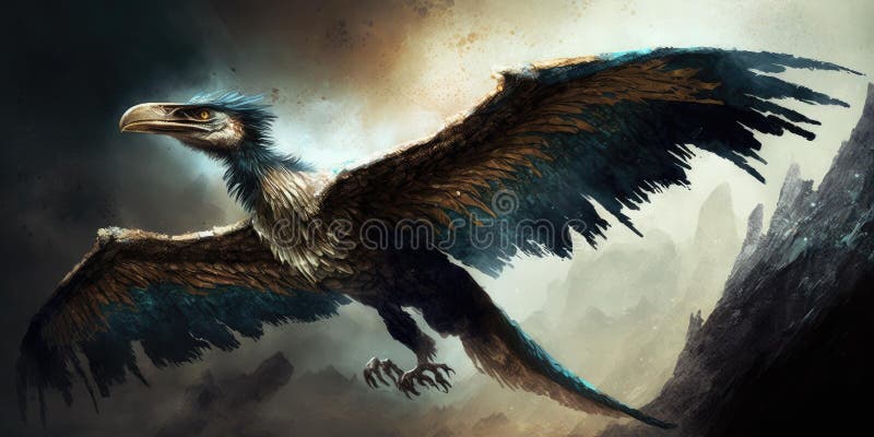 Flying Imaginative Creature or Dinosaur Fly in the Sky. Stock ...