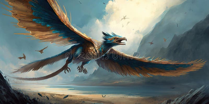 Flying Imaginative Creature or Dinosaur Fly in the Sky. Stock ...