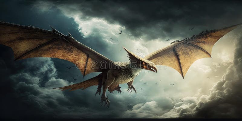 Flying Imaginative Creature or Dinosaur Fly in the Sky. Stock ...