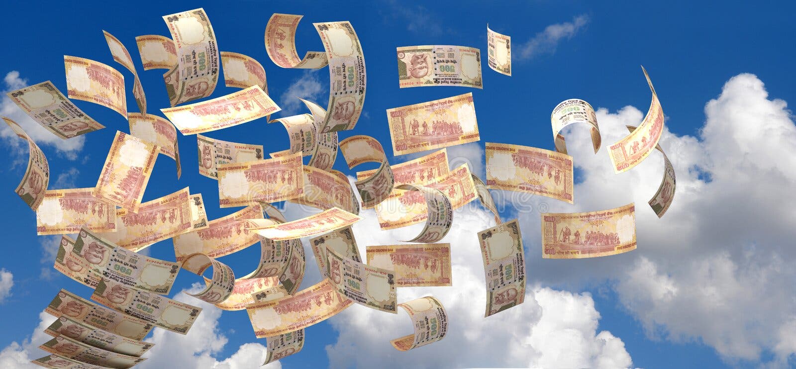 Flying Indian Rupee stock illustration. Illustration of financial ...