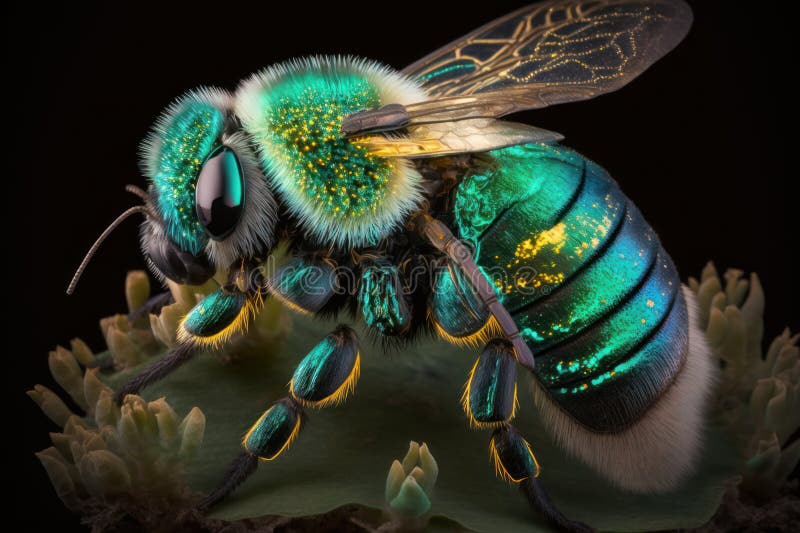 Flying Insect with Metallic Shell. Generative AI. Stock Illustration ...