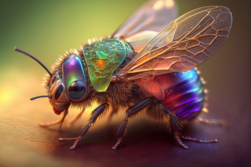Flying Insect with Metallic Shell. Generative AI. Stock Illustration ...