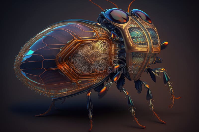 Flying Insect with Metallic Shell. Generative AI. Stock Illustration ...