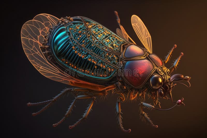 Flying Insect with Metallic Shell. Generative AI. Stock Illustration ...