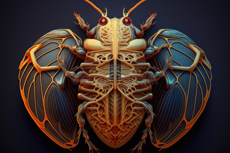 Flying Insect with Metallic Shell. Generative AI. Stock Illustration ...