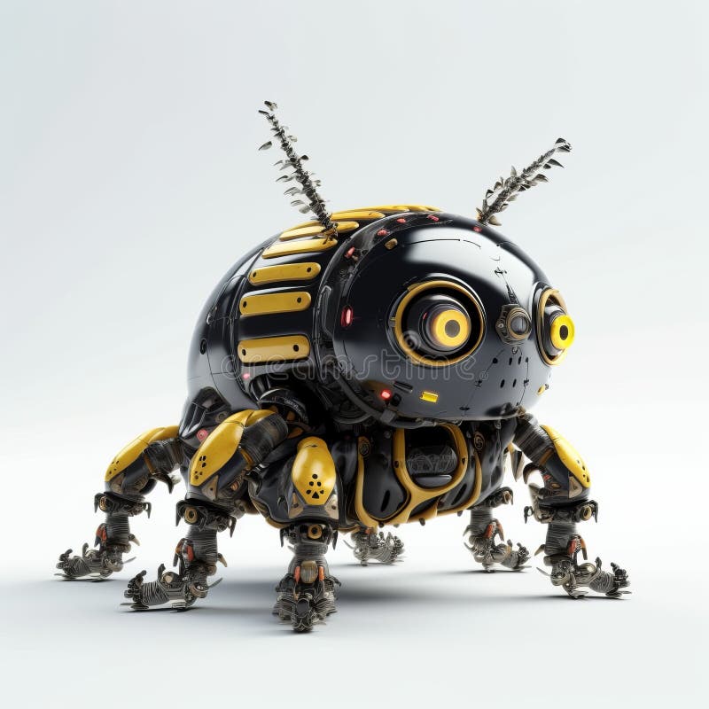 Flying Insect Robot 3d Render with Playful Character Design Stock ...